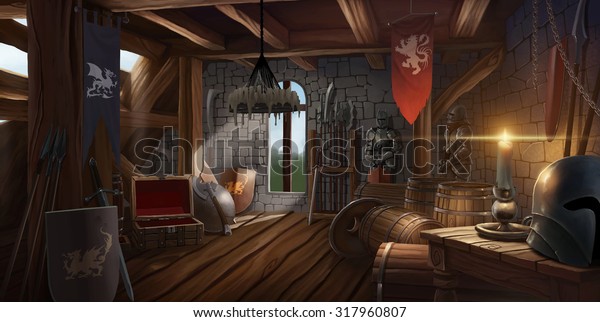 Medieval Barracks Armory Stock Illustration 317960807