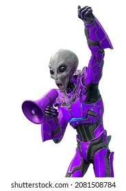 Mega Alien Talking On Megaphone 3d Stock Illustration 2081508784 ...