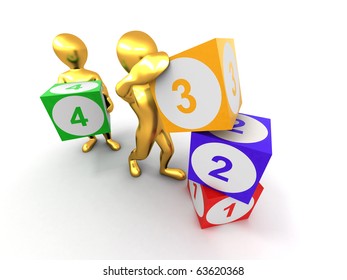 정육면체 있는 남자들 숫자입니다. 3d 스톡 일러스트 59972311 | Shutterstock