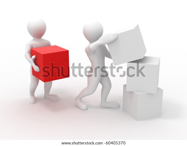 Men Cubes Teamwork 3d Stock Illustration 60405370