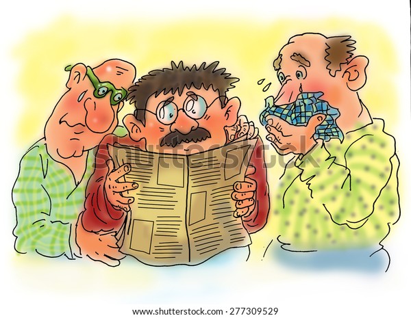 Men Reading Newspaper Crying Stock Illustration 277309529 | Shutterstock