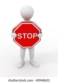 Red Person Holding Stop Sign 3d Stock Illustration 53720953 | Shutterstock