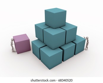 Men Working Cubes Isolated On White Stock Illustration 68340529