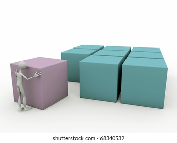 Men Working Cubes Isolated On White Stock Illustration 68340532 ...