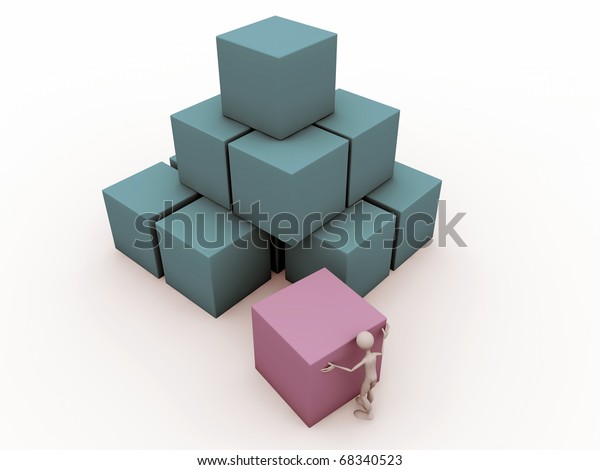 Men Working Cubes Isolated On White Stock Illustration 68340523 ...