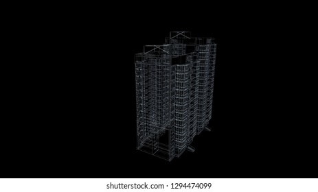 Mesh Low Poly Wireframe Building 3d Stock Illustration 1294474099 ...