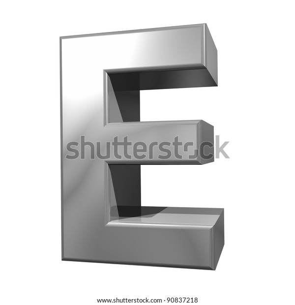 Metallic Letter E Isolated On White Stock Illustration 90837218 ...