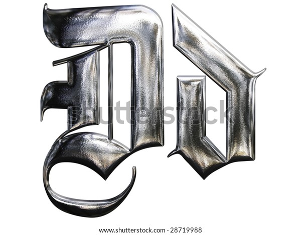 Metallic Patterned Letter German Gothic Alphabet Stock Illustration ...