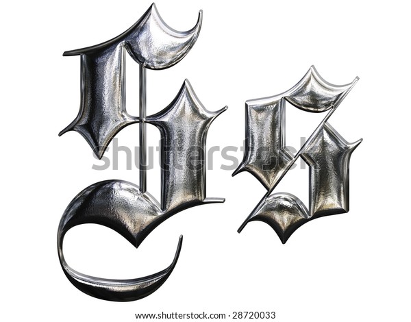 Metallic Patterned Letter German Gothic Alphabet Stock Illustration ...