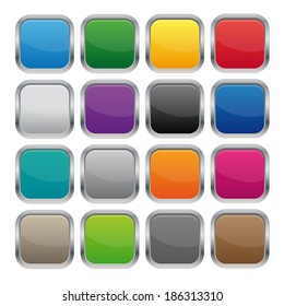Metallic Square Buttons Vector Available Stock Illustration 186313310 ...