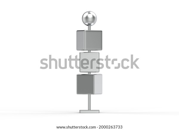 Metallic Wayfinding Mockup Template On Isolated Stock Illustration ...