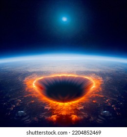 Meteorite Hit Earth Exploded Digital Art Stock Illustration 2204852469 ...