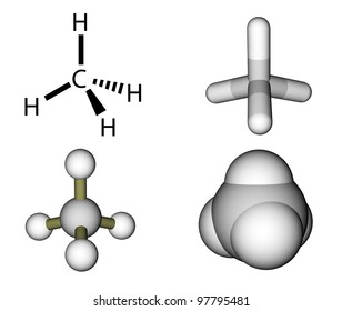 Methane Structural Formula Molecular Models Stock Illustration 97795481 ...
