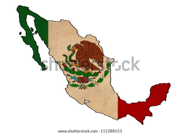 Mexico Map On Mexico Flag Drawing Stock Illustration 115288153