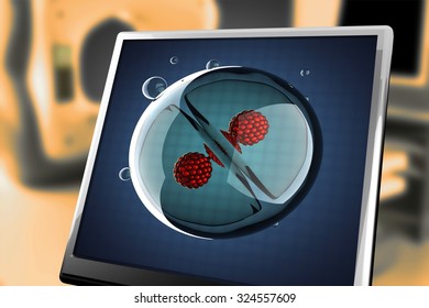 Micro Cell Division Process Illustration Monitor Stock Illustration ...