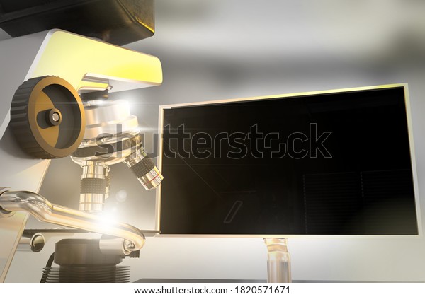 Microbiology Study Concept Lab Hitech Microscope Stock Illustration ...