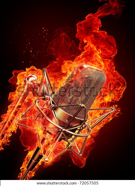 Microphone On Fire Professional Microphone On Stock Illustration 72057505