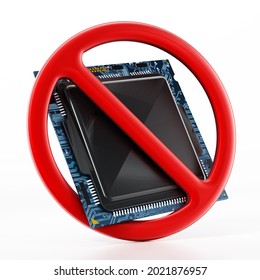 Microprocessor Forbidden Sign Global Computer Chip Stock Illustration ...