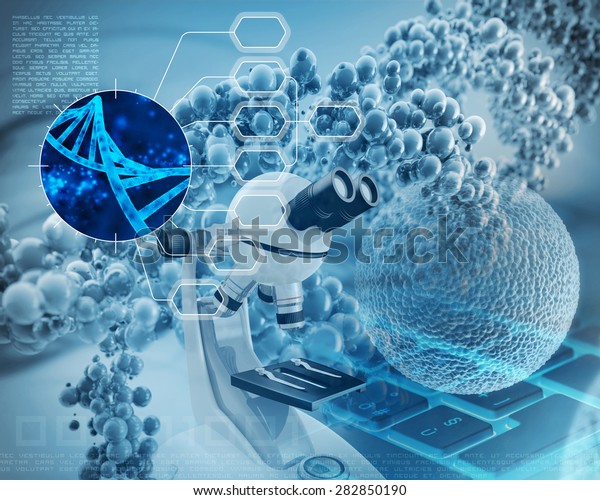 Microscope Dna Double Helix Human Cell Stock Illustration 282850190