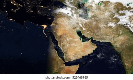 Middle East Satellite Map Composition Elements Stock Illustration ...