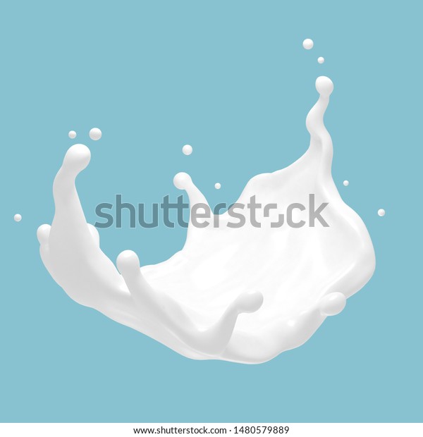 Milk Drop Splash Isolated On Blue Stock Illustration 1480579889 ...