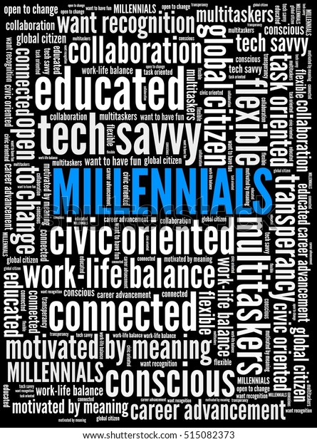 Millennials Word Collage Stock Illustration 515082373