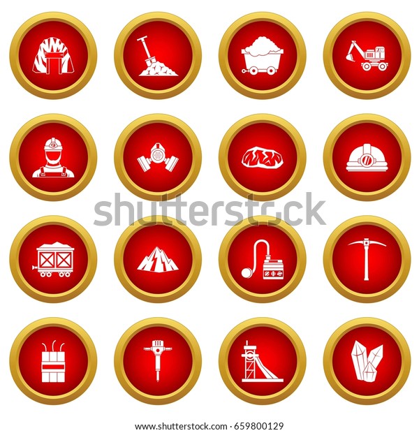 Miner Icon Red Circle Set Isolated Stock Illustration 659800129 ...