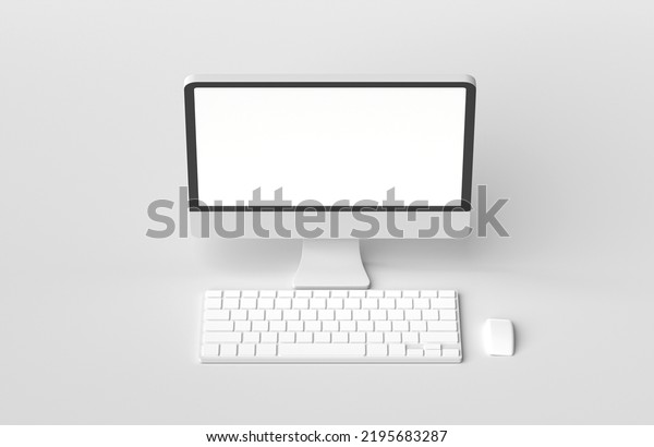 Minimal Computer Display Blank Screen Mockup Stock Illustration ...