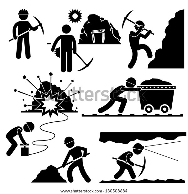 Mining Worker Miner Labor Stick Figure Stock Illustration 130508684 ...