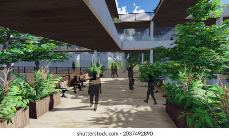 Interior Exterior View Mixed Use Building Stock Illustration 2034250112