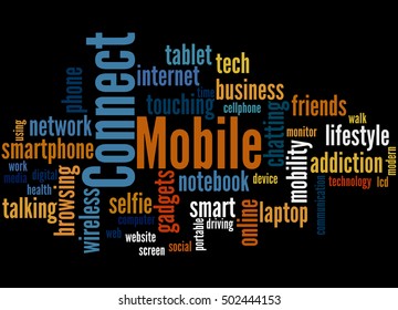 Mobile Connect Word Cloud Concept On Stock Illustration 502444153 ...