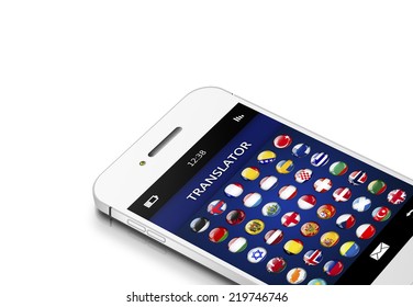 Mobile Phone Language Translator Application Over Stock Illustration ...