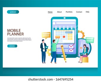 Mobile Planner Website Template Web Page Stock Illustration 1647695254 ...