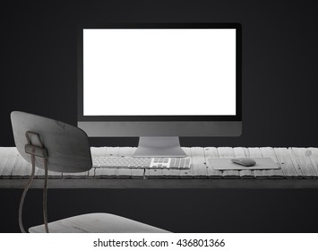 Workspace Mockup On Dark Background Stock Photo (Edit Now) 777885739