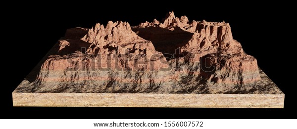 Model Cross Section Desert Mountain Mesa Stock Illustration 1556007572 ...