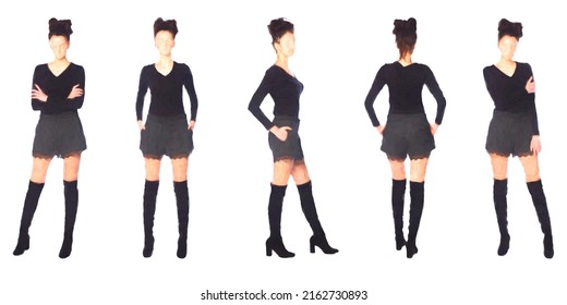 Model Illustration Five Different Poses Pictorial Stock Illustration ...