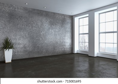 Contemporary Minimalist Empty Interior Blank Wall Stock Illustration ...