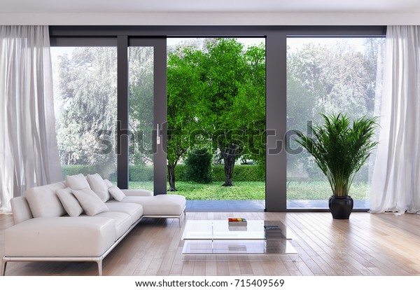 Modern Bright Interiors 3d Rendering Illustration Stock Illustration ...