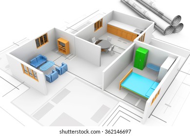 Modern Building Development Project Plan Stock Illustration 362146805
