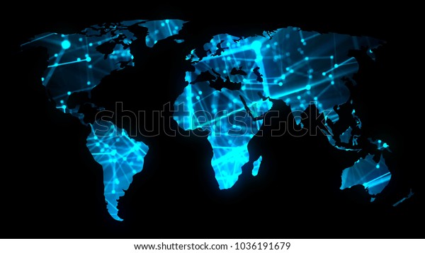 Modern Communications Network Map World On Stock Illustration 1036191679