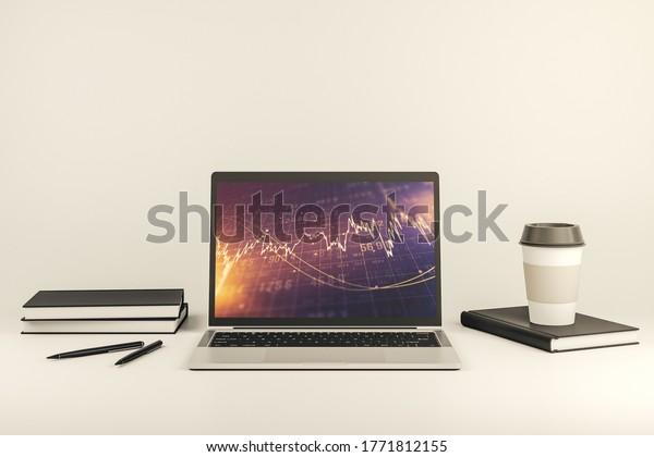 Modern Computer Display Abstract Financial Graph Stock Illustration ...