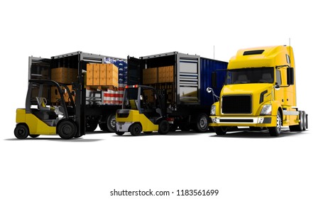 Modern Concept Loading Unloading Cargo Truck Stock Illustration ...
