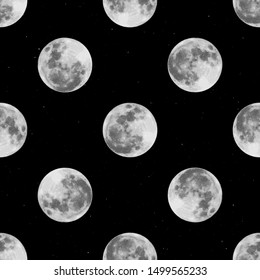 Modern Decorative Seamless Pattern Full Moon Stock Illustration ...