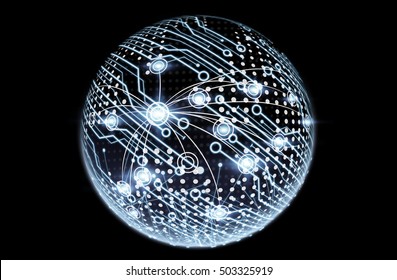 Modern Digital Ball Data Network 3d Stock Illustration 503325919 ...