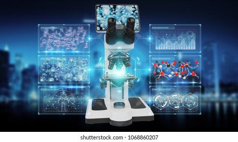 Modern Digital Microscope Screen Analysis Isolated Stock Illustration ...