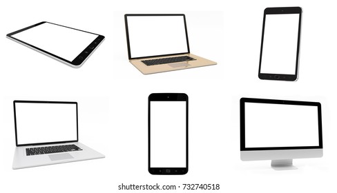 Modern Digital Silver Tech Device Collection Stock Illustration ...