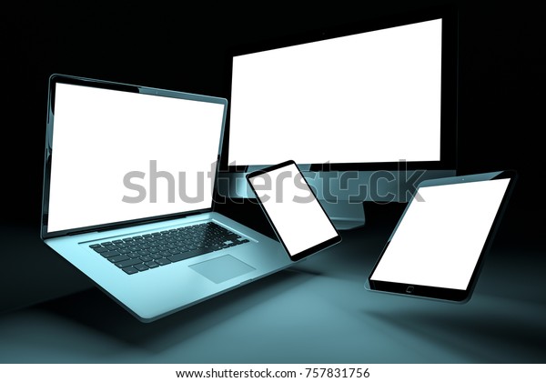 Modern Digital Silver Tech Device Dark Stock Illustration 757831756