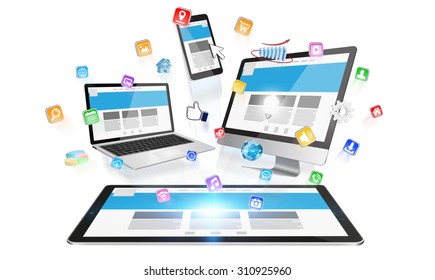 Modern Digital Tech Device On White Stock Illustration 310925960 ...