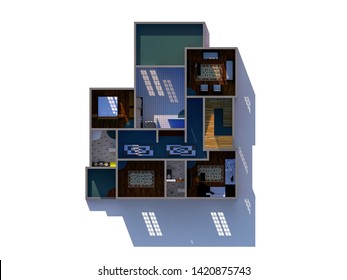 Modern Home Plan Visualization Shadows 3d Stock Illustration 1420875743 ...
