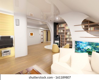 Modern Interior Design Computer Generated Image Stock Illustration ...